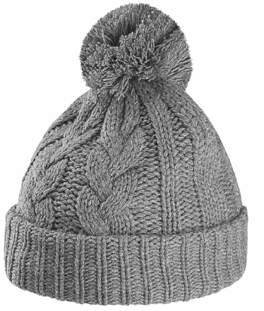 Gebreide muts met fleece voering en pompon Grijs - Megatip.be Gebreide muts met fleece voering en pompon Grijs - Megatip.be