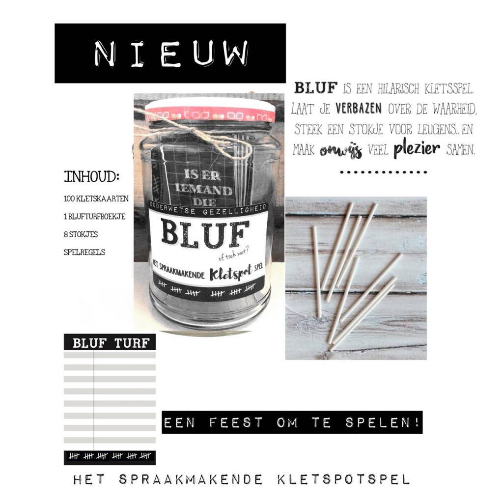 Kletspot Bluf - Het Kletspot Spel - KunstZinnig Kado- en Woonwinkel Kletspot Bluf - Het Kletspot Spel - KunstZinnig Kado- en Woonwinkel