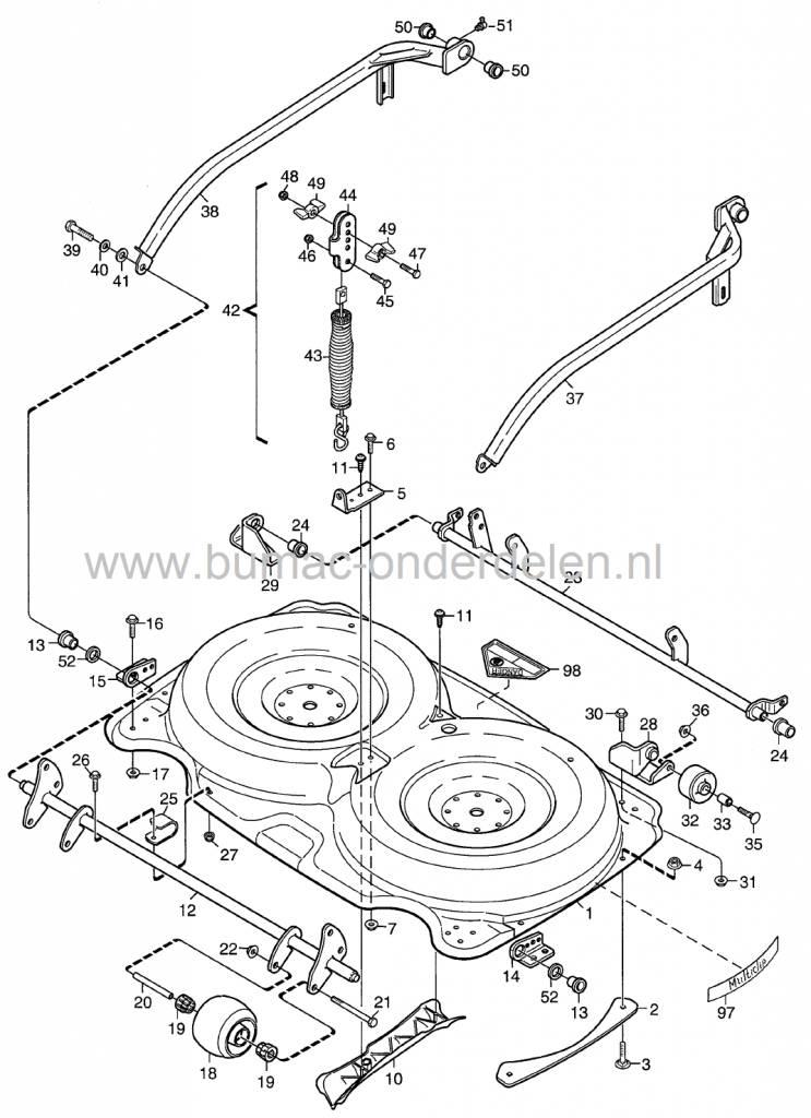Bus voor Stuurpoelie Stiga Villa, Castelgarden, Mountfield ...