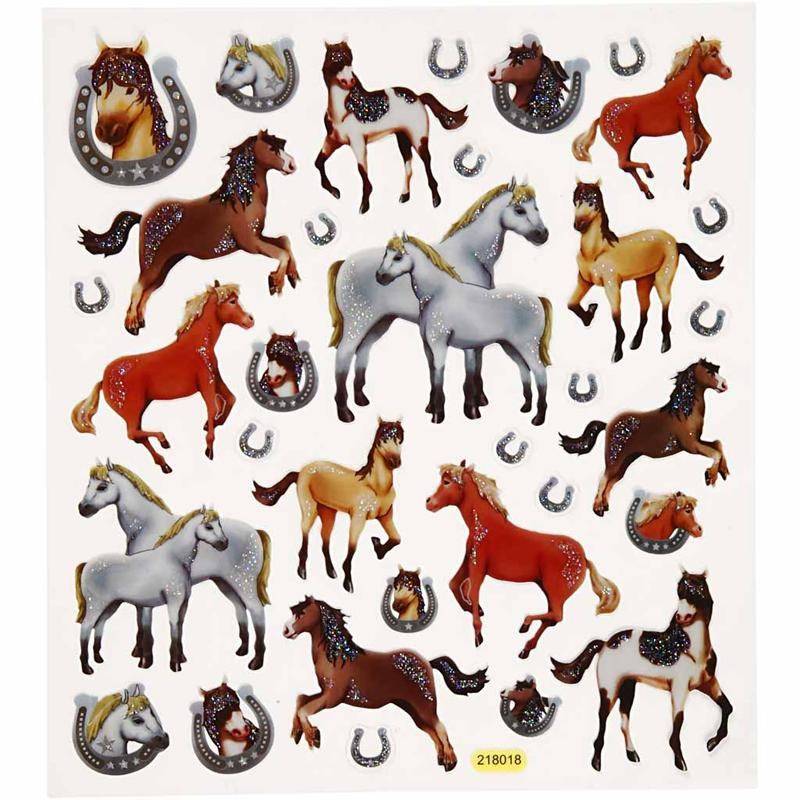 Sticker Fancy Glitter Sticker, hoja de 15x16, 5 cm, caballos, 1 hoja ...