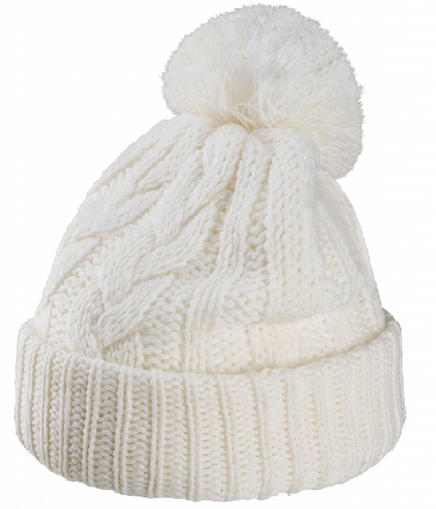 Gebreide muts met fleece voering en pompon Ecru - Megatip.be Gebreide muts met fleece voering en pompon Ecru - Megatip.be