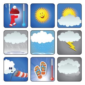 Weer - 9 magnetische pictogrammen van het weer - kinderplanborden.nl