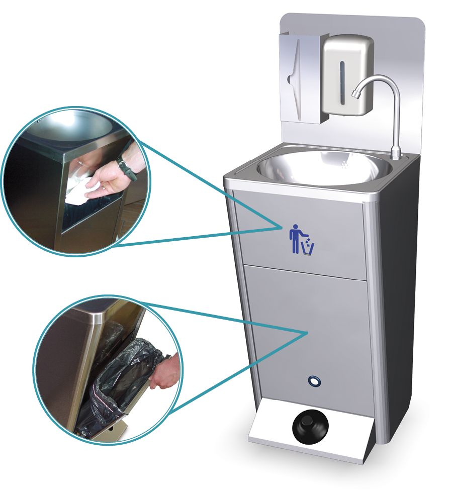 Mobiele wasbak met ingebouwde watertank - inox-rvs.com - INOX-RVS.COM