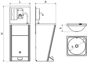 Mobiele wasbak met ingebouwde watertank - inox-rvs.com - INOX-RVS.COM