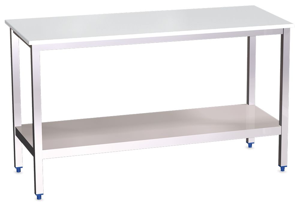 Tafel met polyethyleen werkblad en legbord - INOX-RVS.COM