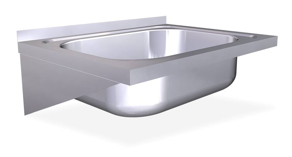 Wastafel met wandmontage en beugels - INOX-RVS.COM