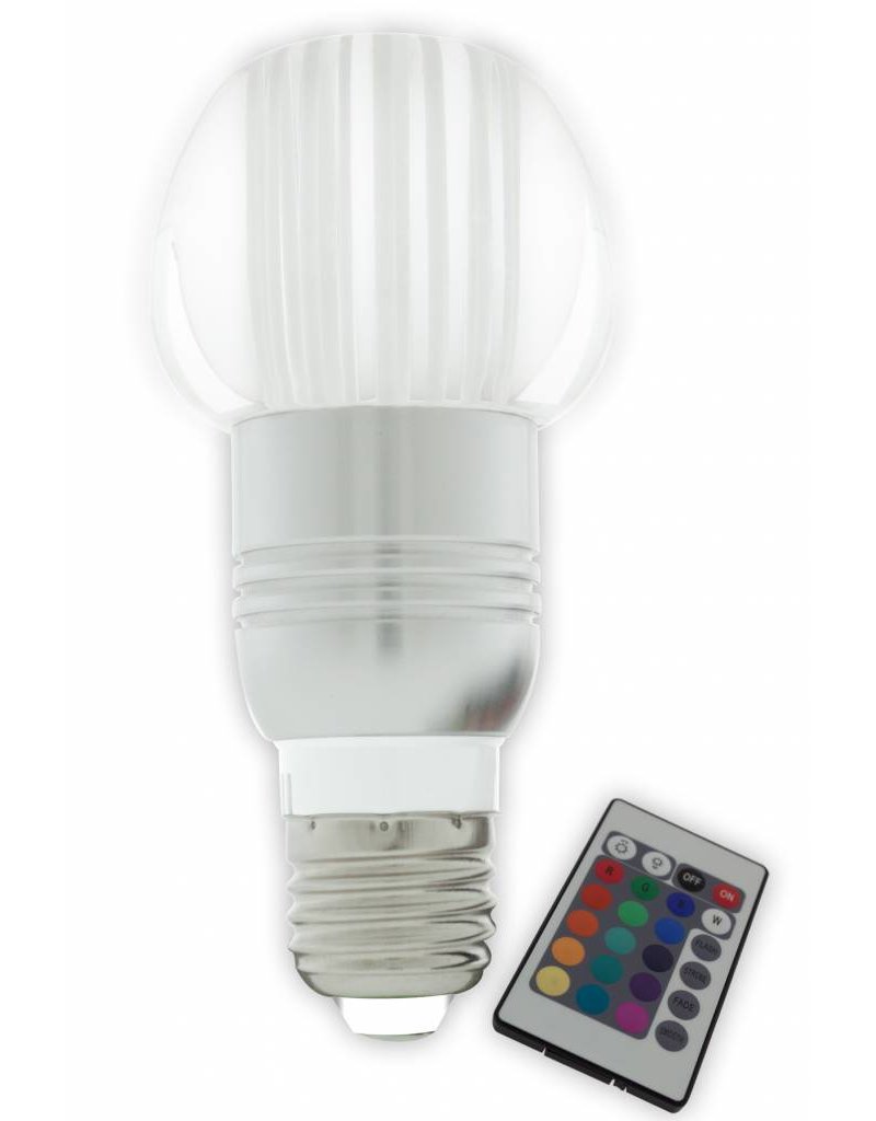 Gekleurde LED lamp RGB E27 3W - Myplanetled